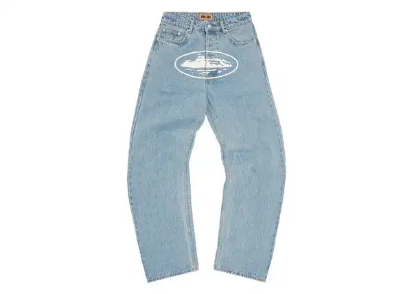 Corteiz Alcatraz Baggy Jeans - Washed Blue | Editorialist