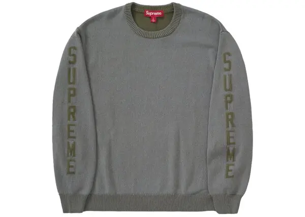 Supreme Reflective Crewneck Sweater - Olive