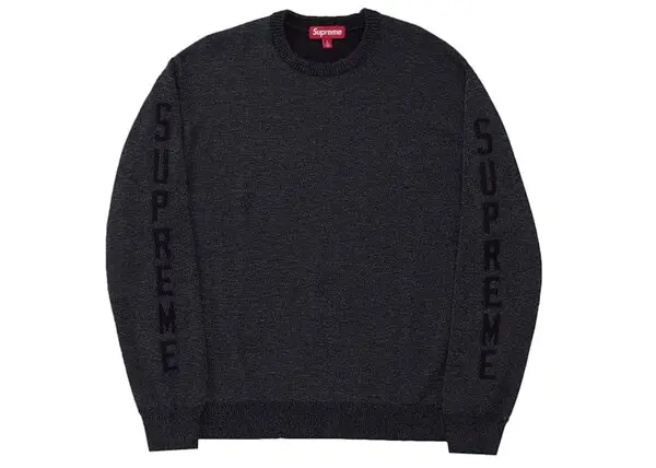 Supreme Reflective Crewneck Sweater - Black