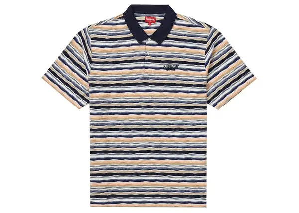 Supreme Textured Stripe Polo Shirt - Navy Blue