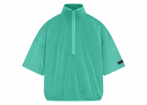 Fear Of God Eshort Sleeveentials Crinkle Nylon Halfzip Short Sleeve Shirt - Mint Leaf