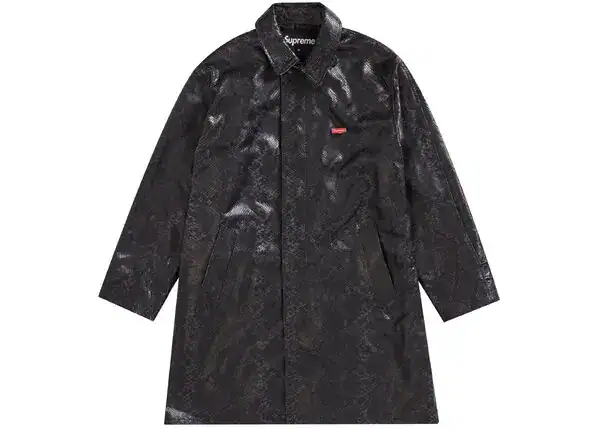 Supreme Leather Snake Trench Coat - Black | Editorialist