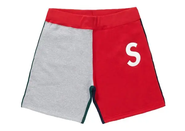 Supreme S Logo Colorblocked Sweatshort - Red