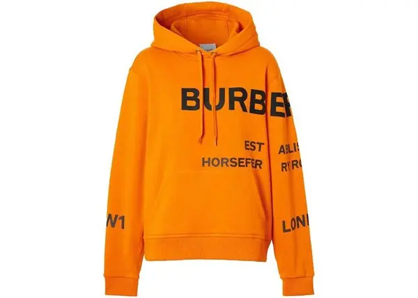 Burberry Horseferry Print Oversized Cotton Hoodie - Dark Orange