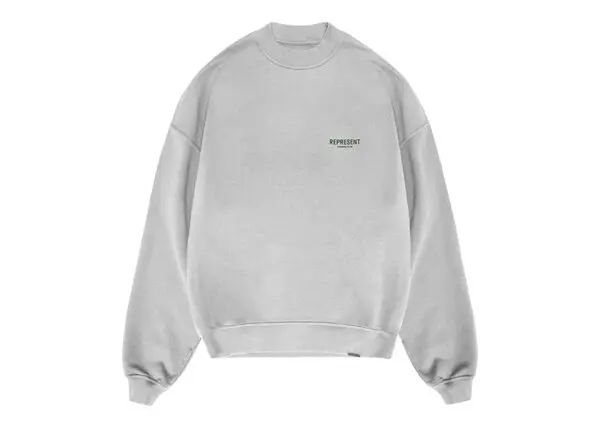 REPRESENT Owner's Club Sweater - Ash Grey/racing Green