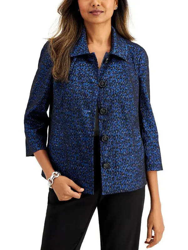 Buy KASPER Jacquard 3/4 Sleeves Suit Jacket - Blue At 32% Off ...