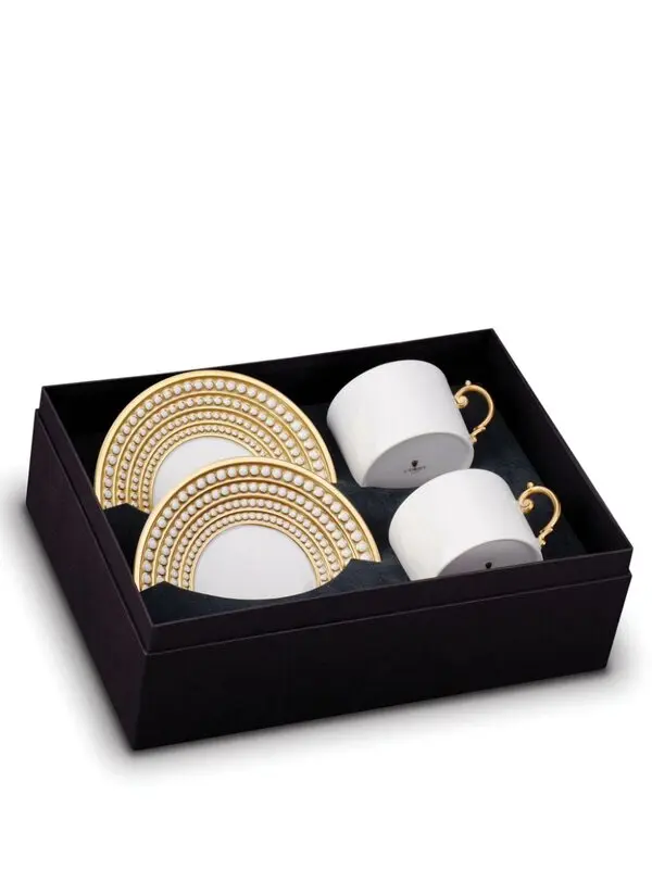 L'Objet Perlée Tea Cups And Saucers - White