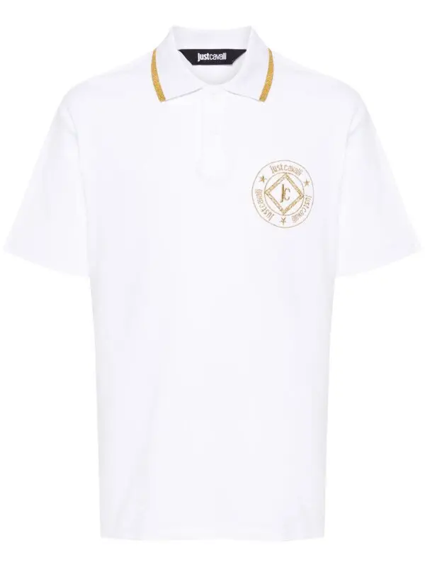 Just Cavalli Embroidered-logo Cotton Polo Shirt - White