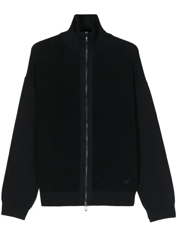 Emporio Armani Zip-up Open-knit Cardigan