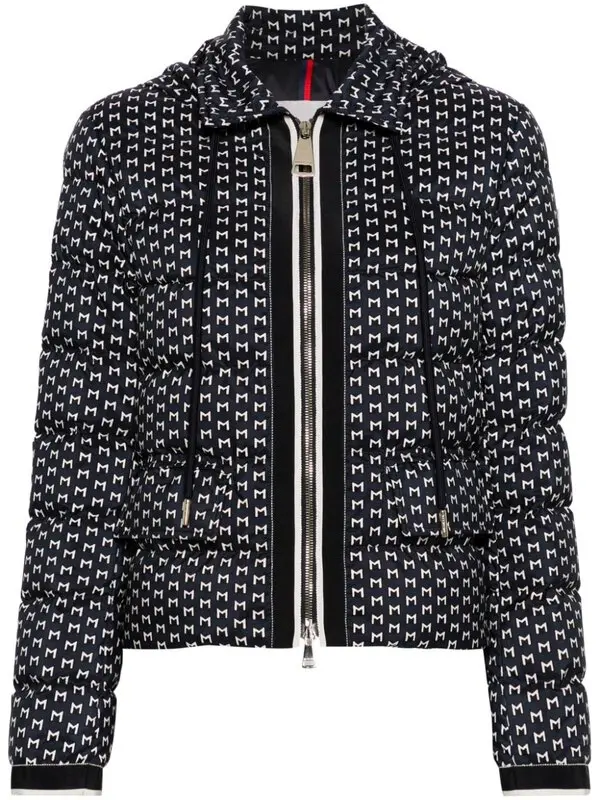 Moncler Monogram-print Puffer Jacket - Blue | Editorialist