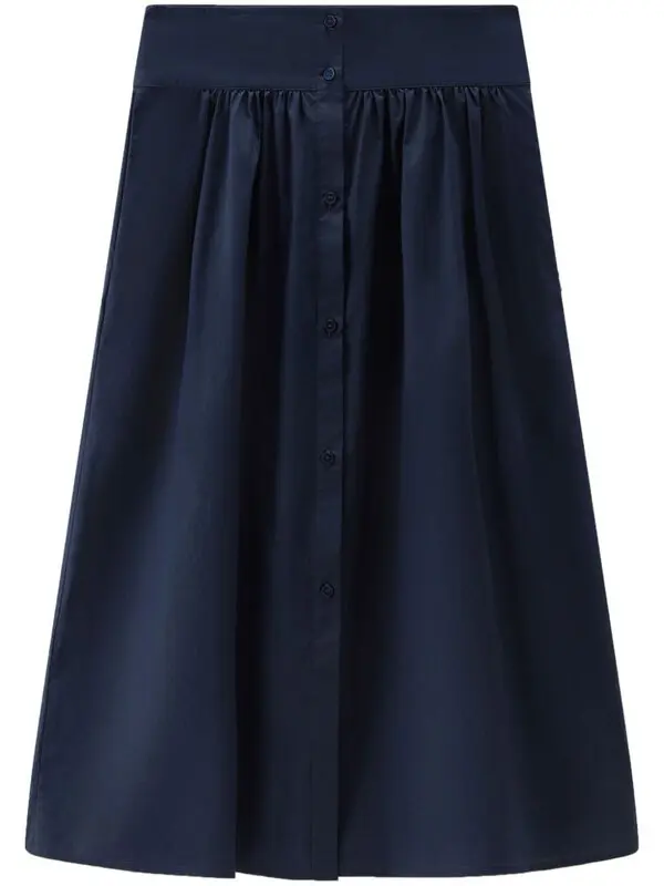 Woolrich A-line Cotton Poplin Midi Skirt - Blue