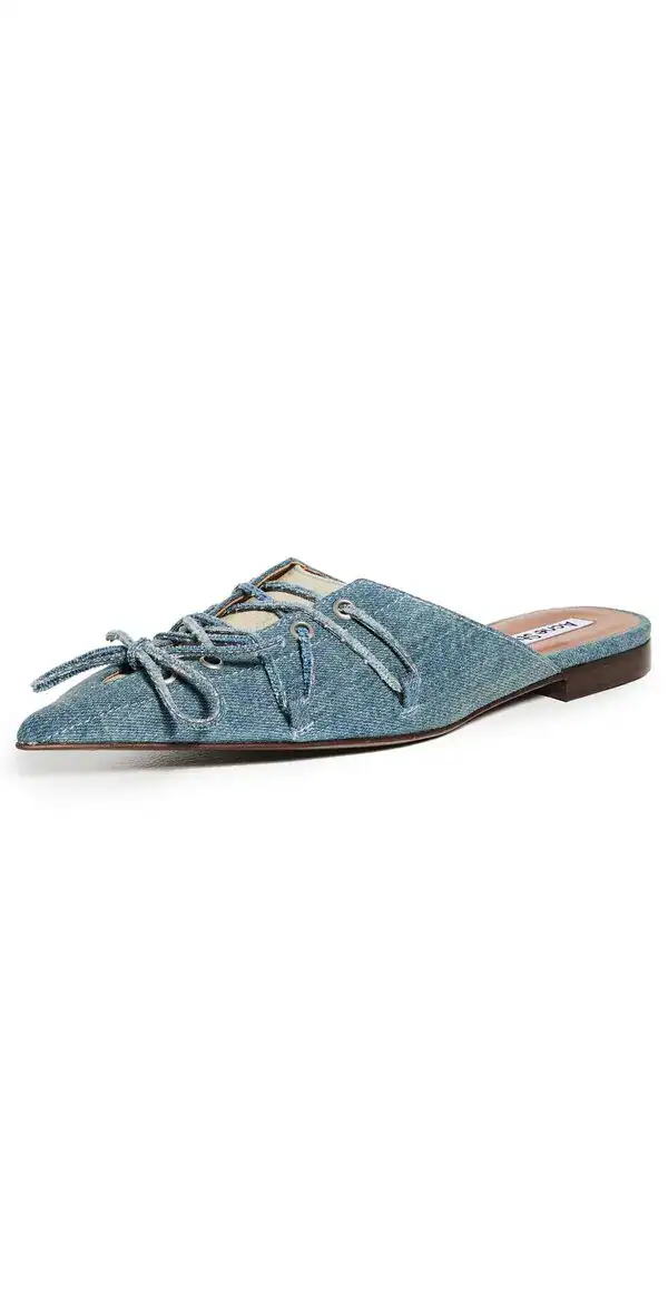 Acne Studios Bitten Denim Flats In Dusty Blue 70% Off Editorialist