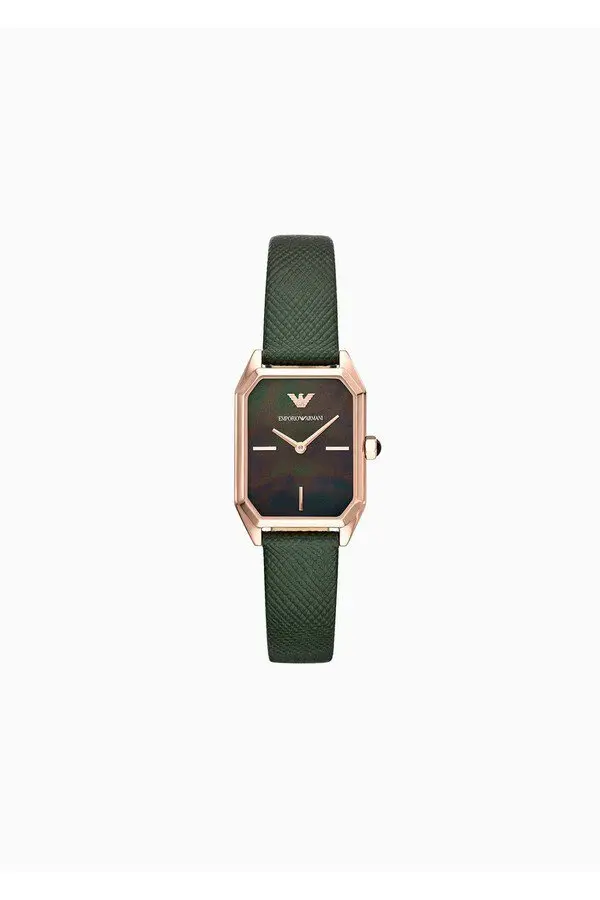 Emporio Armani Two-hand Leather Watch - Green | Editorialist
