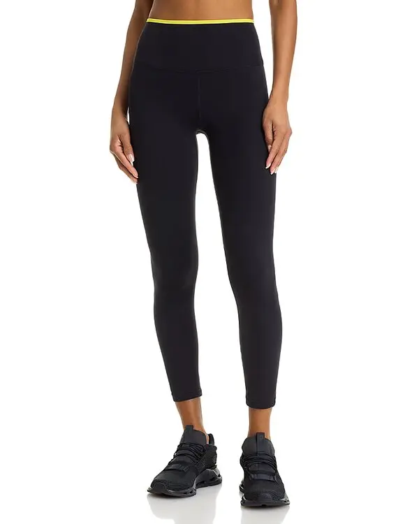 Splits59 High Waisted 7/8 Leggings - Black/chartreuse