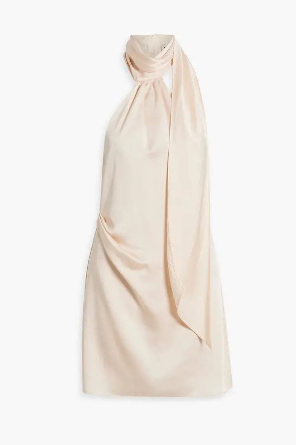 Simkhai Jade Draped Satin-crepe Halterneck Mini Dress - Blush