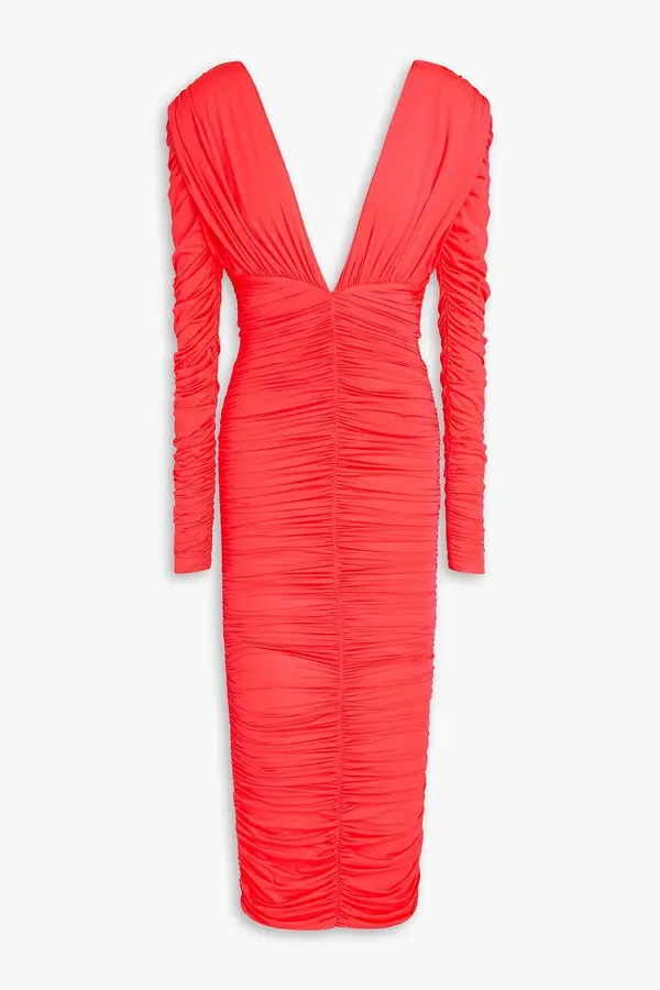 Alex Perry Ruched Stretch-jersey Midi Dress