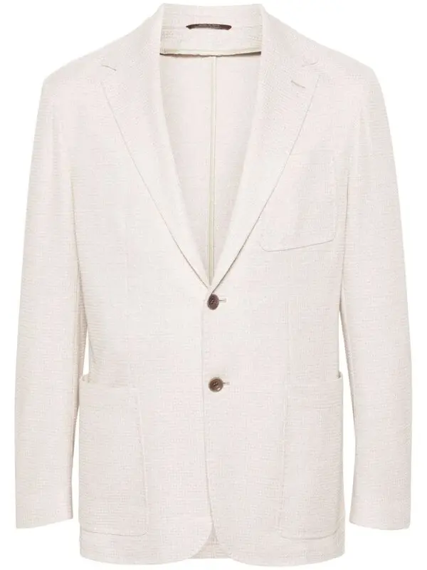 Canali Mélange-effect Single-breasted Blazer