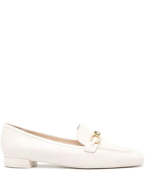 STUART WEITZMAN Logo-plaque Leather Loafers - Neutrals