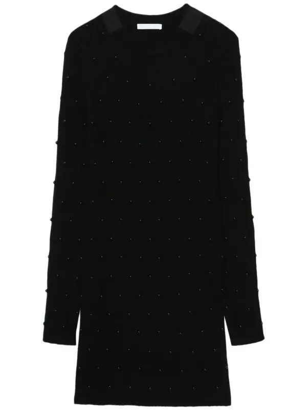 Helmut Lang Bead-embellished Ribbed-knit Dress - Black