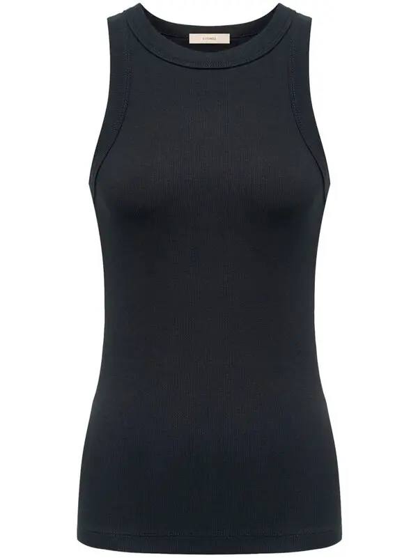 12 STOREEZ Ribbed Tank Top - Black