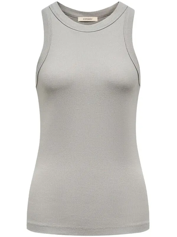 12 STOREEZ Ribbed Tank Top - Grey