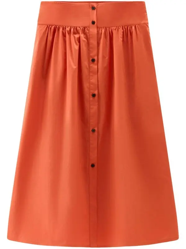Woolrich A-line Poplin Midi Skirt - Orange