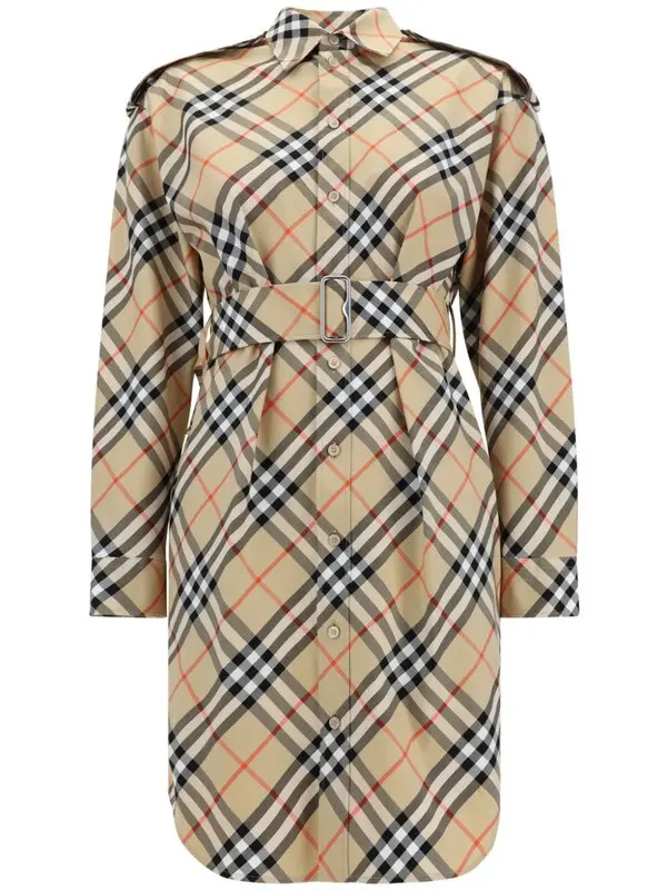 Burberry Vintage Check Cotton Shirt Dress - Brown