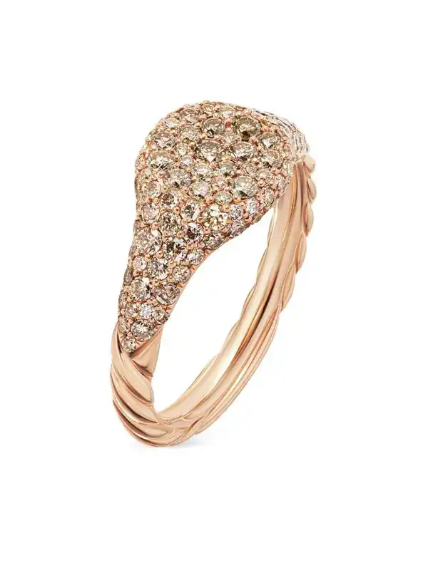 David Yurman 18kt Rose Petite Pavé Diamond Pinky Ring - Gold | Editorialist