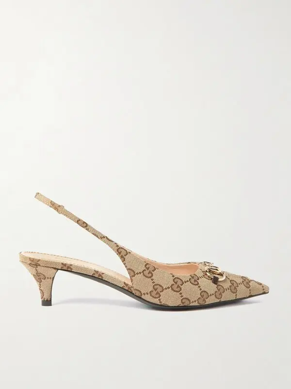 Gucci Erin Horsebit Slingback Pumps - Neutrals