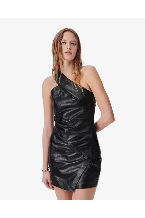 faux leather sweater dress FW'25 Vegan Leather Exaggerated Sleeve Dress / Tunic Saddle / M main image 1