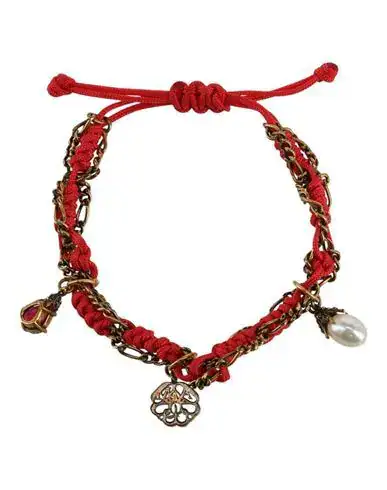 Alexander Mcqueen Logo Friendship Bracelet Bracelet Cotton Red