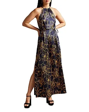 Ted Baker London Halter Neck Printed Maxi Dress In Navy - 30% Off |  Editorialist