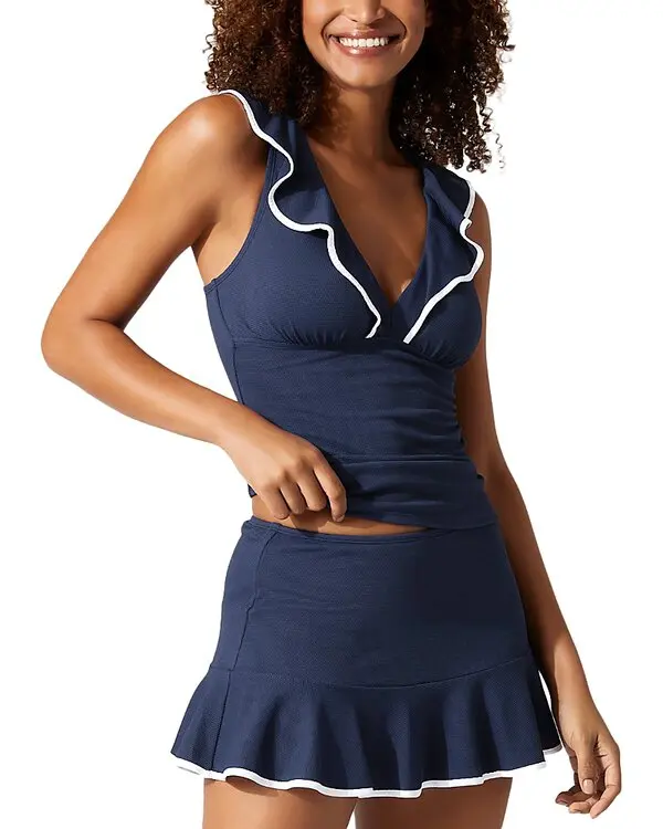 Tommy Bahama Island Cays Cabana Ruffle Trim Tankini - Mare Navy