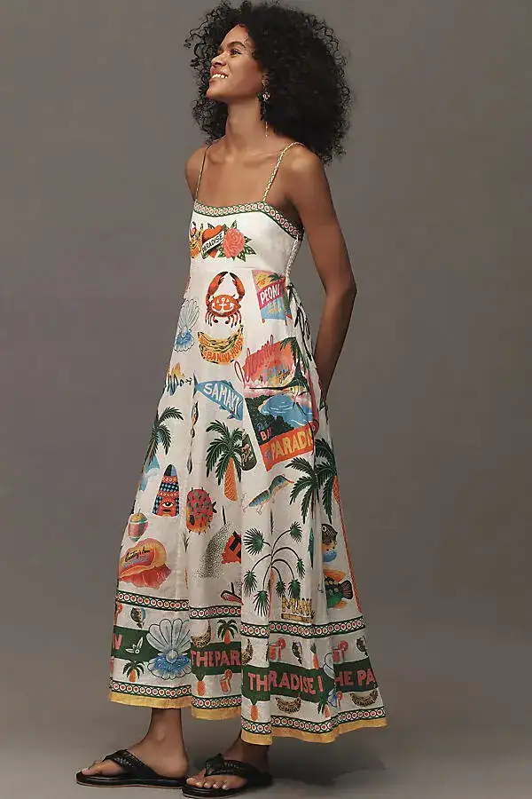 Alemais Paradiso Linen Midi Dress In Multicolor - 41% Off | Editorialist