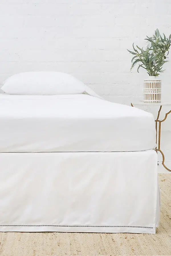 POM POM AT HOME Como Ladder Stitch Cotton Sateen Bedskirt - White