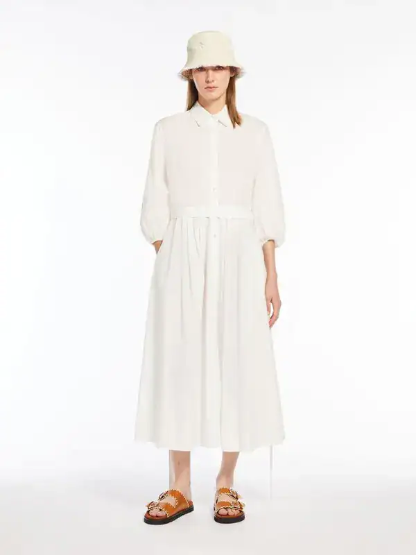 Max Mara Cotton Poplin Dress White Editorialist