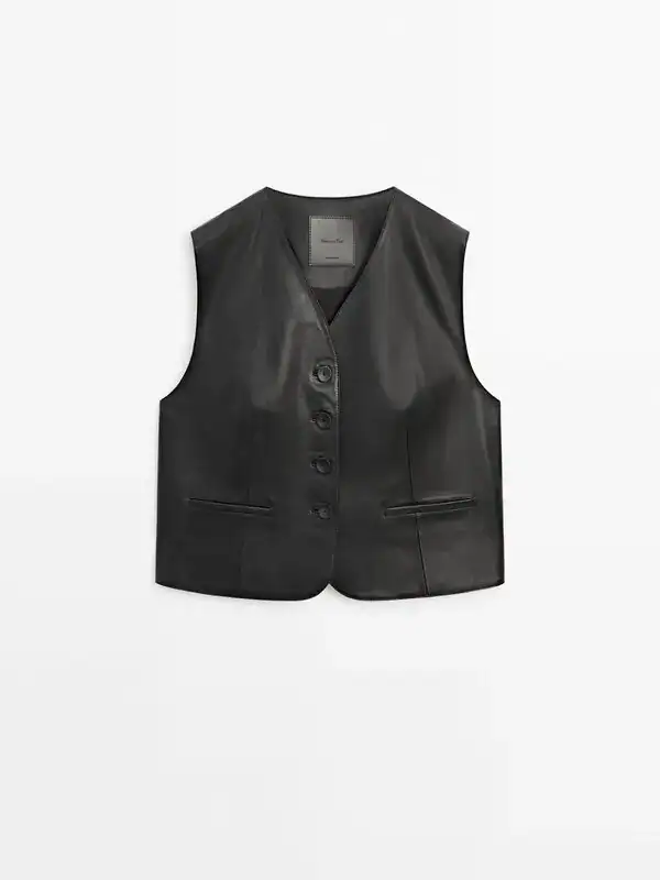 Gilet En Lin Vert Massimo Dutti Taille 38 - Occasion Parfait état, Style Décontracté