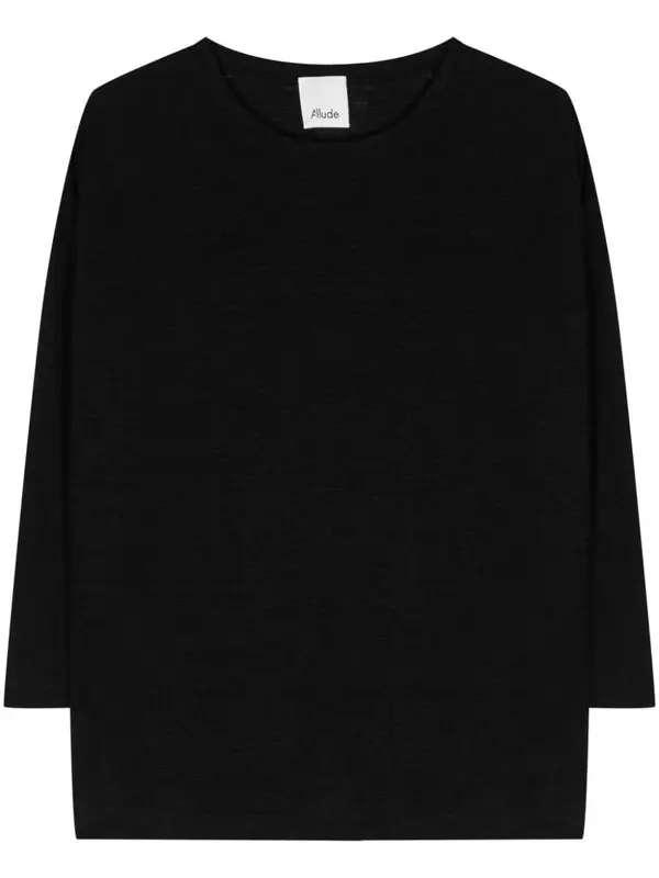 ALLUDE Drop-shoulder Linen Jumper
