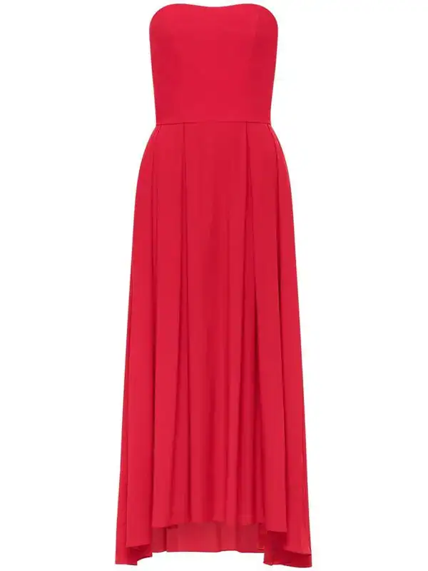 AZLEE Ezra Silk Midi Dress - Red | Editorialist