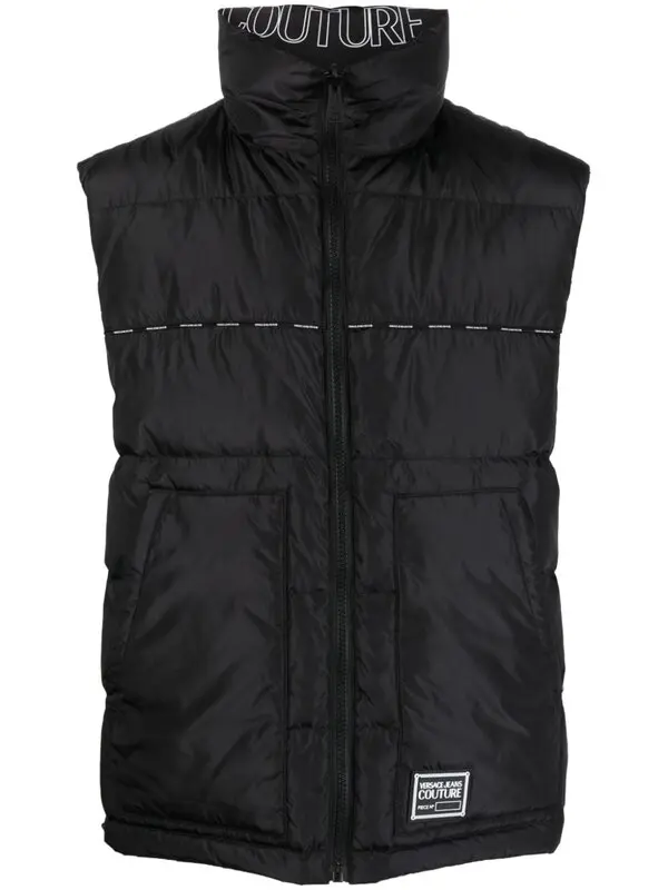 Versace Logo-print Reversible Padded Gilet - Black