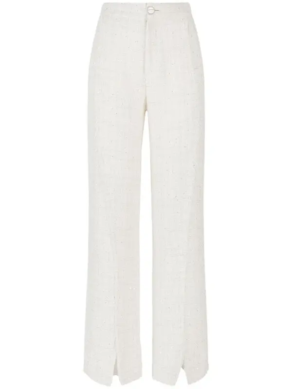 Gcds Sequin-embellished Tweed Trousers - White