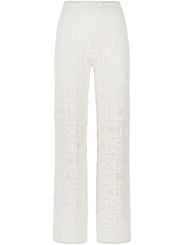 Gcds Monogram Crochet-knit Trousers - White
