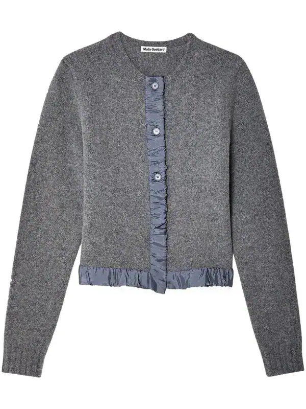 Molly Goddard Anya Atin-Trim Cardigan - Grey | Editorialist
