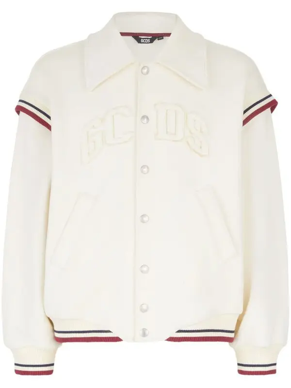 Gcds Logo-embroidered Bomber Jacket - Neutrals