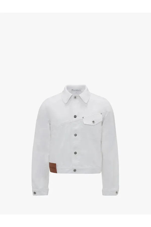 JW Anderson Cropped Twisted Denim Jacket - White | Editorialist