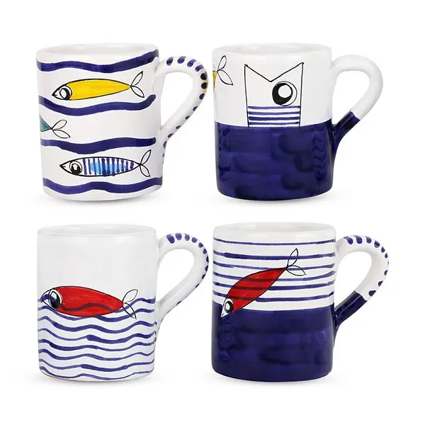 VIETRI Pesce Pazzo Assorted Mugs, Set Of 4