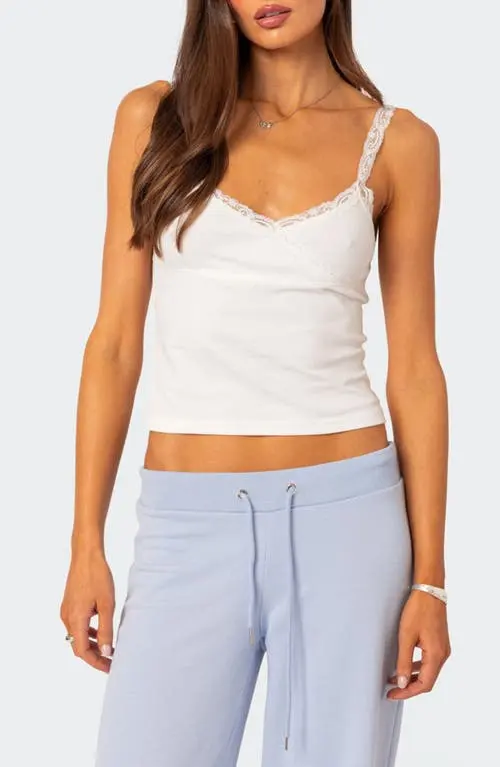 EDIKTED Amilia Lace Trim Camisole - White