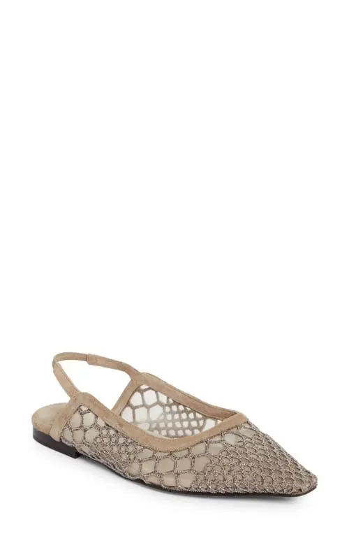 Brunello Cucinelli Caged Monili Slingback Flats - Silver
