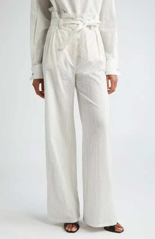 Max Mara Xero Striped Cotton & Silk Pants - White Black
