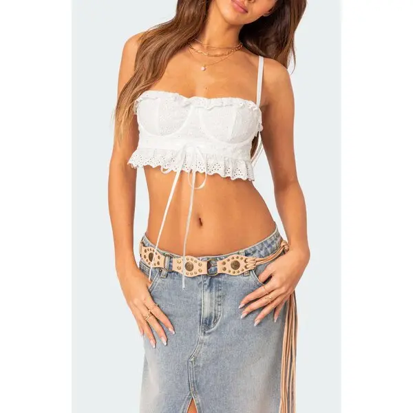 EDIKTED Mandy Eyelet Cotton Camisole